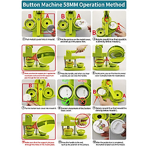 Happizza Button Maker Machine (3rd Gen) Installation-Free, 58mm (2.25in) DIY Pin Badge Button Maker Press Machine Badge Punch Press with Free 100pcs Button Parts&Pictures&Circle Cutter&Magic Book