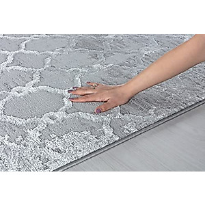 Glory Rugs Modern Abstract Trellis Area Rug 8x10 Gray Silver Large Rugs for Home Office Bedroom and Living Room