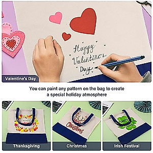 Roowest 60 Pcs Employee Appreciation Gifts Cotton Canvas Tote Bags Bulk Reusable Grocery Shopping Cloth Bags for Womens DIY(Blue and White)