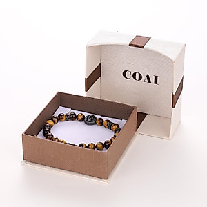 COAI Viking Jewelry Lion Tiger Eye Stone Bracelet for Men Women
