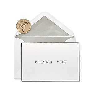 Papyrus Thank You Cards with Envelopes, Silver Border (16-Count)