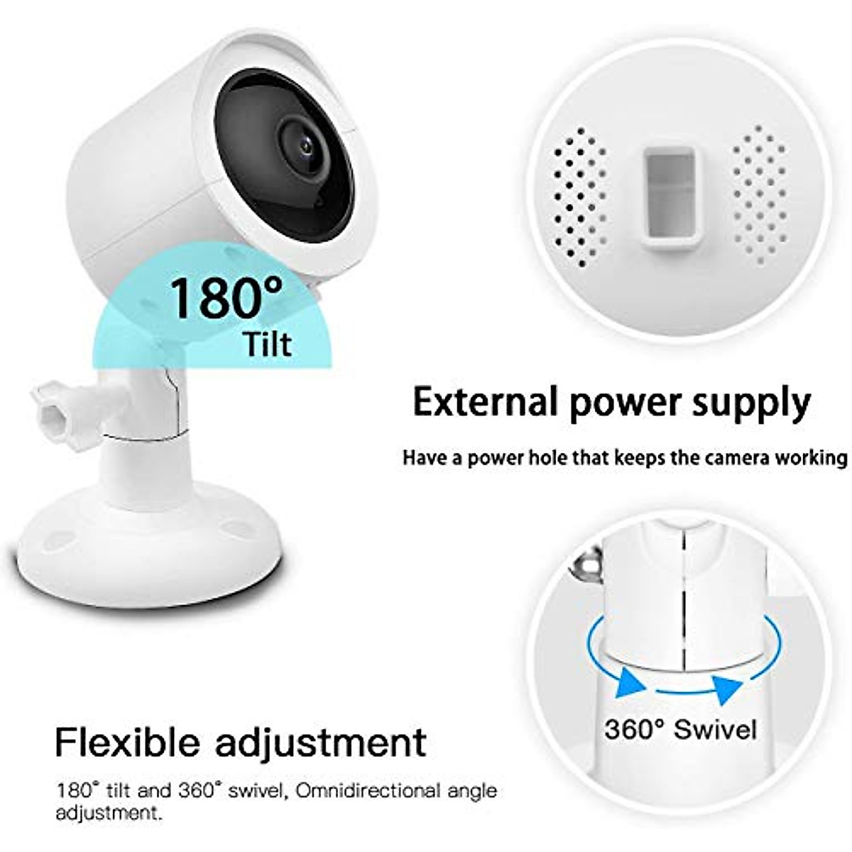 Wall Mount + Weatherproof Case for YI Home Camera - by Koroao - Indoor/Outdoor Security Bracket More Stable and Flexible (1-Pack, White)