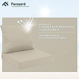 Favoyard Outdoor Seat Cushion Set 24 x 24 Inch Waterproof & Fade Resistant Patio Furniture Cushions with Removable Cover Deep Seat & Back Cushion with Handle and Adjustable Straps for Chair Sofa Couch