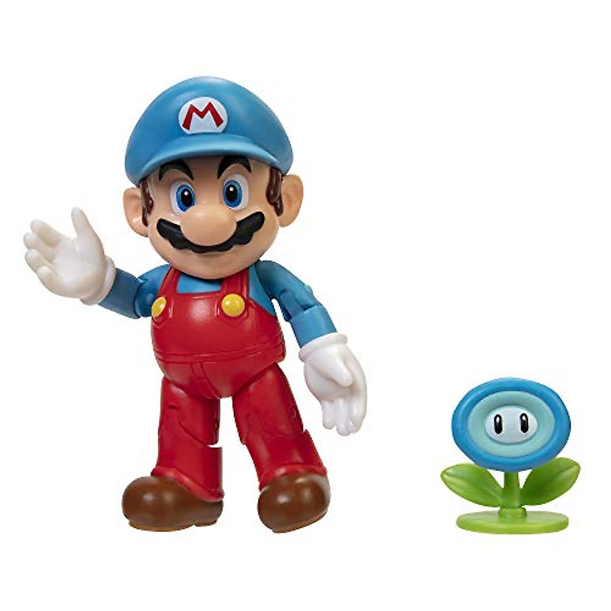 Super Mario Action Figure 4 Inch Ice Mario Collectible Toy with Ice Flower Accessory