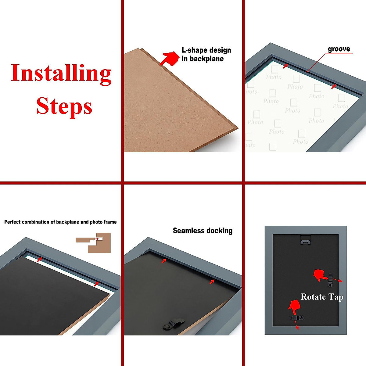 RPJC 11 x 14 Picture Frames Made of Solid Wood and High Definition Glass Display Pictures 8x10 with Mat or 11x14 Without Mat for Wall Mounting Photo Frames Black