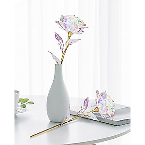 Befinr Rose Gifts for Women Birthday Gifts Colorful Rainbow Enchanted Crystal Flower Gifts for Wife Daughters Sister Friends