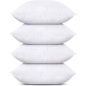 Utopia Bedding Throw Pillow Inserts (Set of 4, White), 18 x 18 Inches Pillow Inserts for Sofa, Bed and Couch Decorative Stuffer Pillows