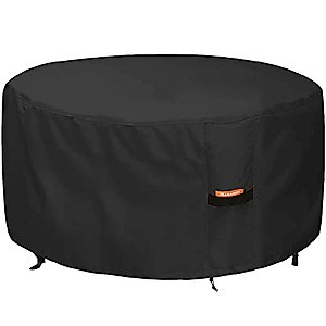 Seamander fire Pit Cover,Waterproof 600D Heavy Duty Patio Fire Bowl Outdoor Cover (Round-50 DX24 H, Black)