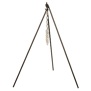 Lodge L10DCO3 Cast Iron Deep Camp Dutch Oven (5-Quart) and Lodge 3TP2 Camp Dutch Oven Tripod (43.5-Inch, Black)