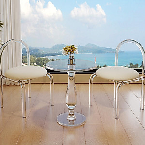 Gdrasuya10 Clear Acrylic Side Table End Table, Acrylic Pedestal End Table Small Accent Table with Solid Base Drink Table for Small Space Living Room, Bedroom, Balcony (14 inch)