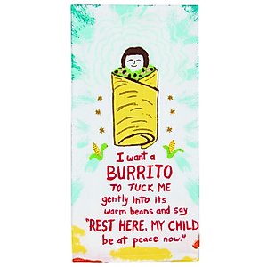 Blue Q Dish Towel, I Want a Burrito to Tuck Me Gently Into It's Warm Beans...100% Cotton, Funny and Functional, Screen-Printed in Rich Vibrant Colors, 28" h x 21" w