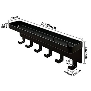 GTK Key Holder with Tray and 6 Hooks for Hallway, Key Rack with Shelf for Mail Storage (Black)