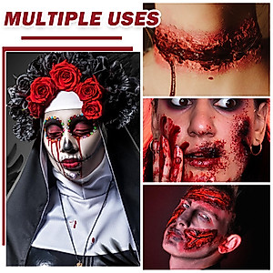 SFX Halloween Makeup Kit,Special Effects Scar Makeup Skin Wax with Spatula,Fake Blood Cream,Fake Blood Splatter Spray,Castor Oil,Black Stippling Sponge for Zombie Cosplay Makeup