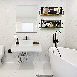 Giftgarden 16 Inch 3 Pack Black Floating Shelves Bundle with 2 PCS Bear Floating Shelves