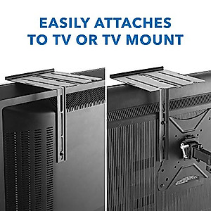 MOUNT-IT! Floating TV Shelf [6.6 lbs Capacity] [Dual Installation - Wall or TV] Single Shelf Mount for Television Components, DVD Players, Streaming Devices, Speakers, and Cable Box (Black)
