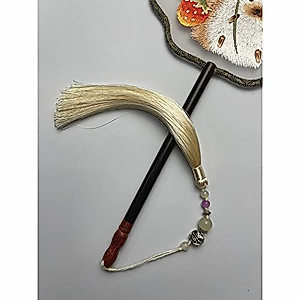 PHONME Chinese Embroidered Hand Fan Folding Hand Fan Antique Fan Summer Female Round Fan Hanfu Cheongsam Costume Accessories Vintage Style