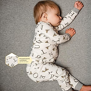 Burt's Bees Baby baby boys Pajamas, Tee Pant 2-piece Pj Set, 100% Organic Cotton and Toddler Pajama Bottoms, Eggshell A-bee-c, 3T US