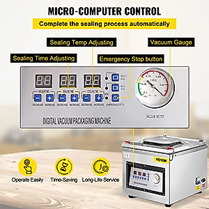 VEVOR Chamber Vacuum Sealer DZ-260C Kitchen Food Chamber Vacuum Sealer, 110V Packaging Machine Sealer for Food Saver, Home, Commercial Using