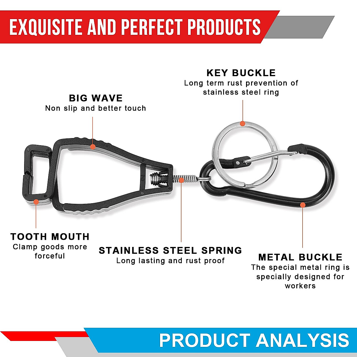 NANHONG 6 Pieces Glove Clips for Work Glove Holder Clip, Construction Worker for Glasses Helmets Glove Grabber Clips.