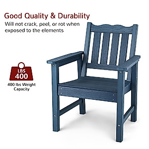 Stoog Oversized Patio Bench & Chairs Set, All-Weather Outdoor Furniture Set, Include 2 Patio Chairs and 1 Patio Bench, for Porch, Backyard, Lawn, Pool and Deck, Blue