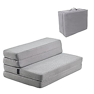 BDEUS Folding Mattress Folding Sofa 4" Breathable High-Density Foam Mattress Topper, Portable Guest Bed with Removable&Washable Cover, 75 x 39 inches