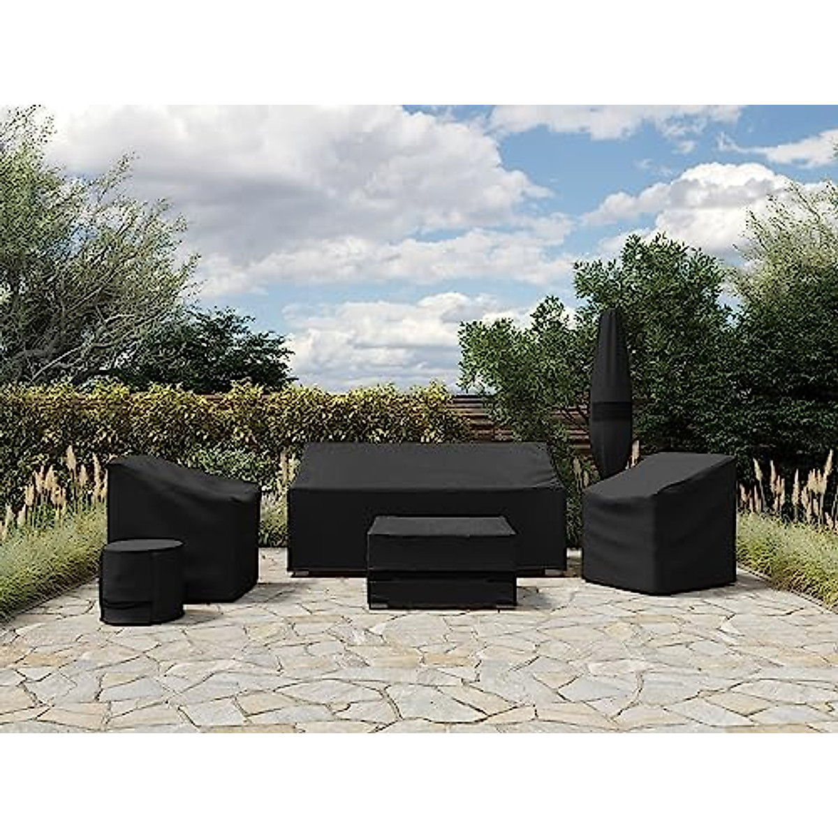 Covermates Round Firepit Cover – Water-Resistant Polyester, Mesh Ventilation, Fire Pit Covers-Black