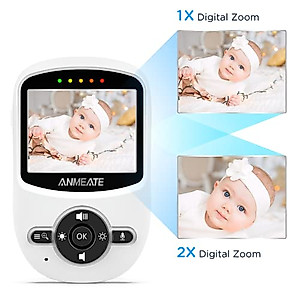 ANMEATE Video Baby Monitor with Digital Camera, Digital 2.4Ghz Wireless Video Monitor with Temperature Monitor, 960ft Transmission Range, 2-Way Talk, Night Vision, High Capacity Battery