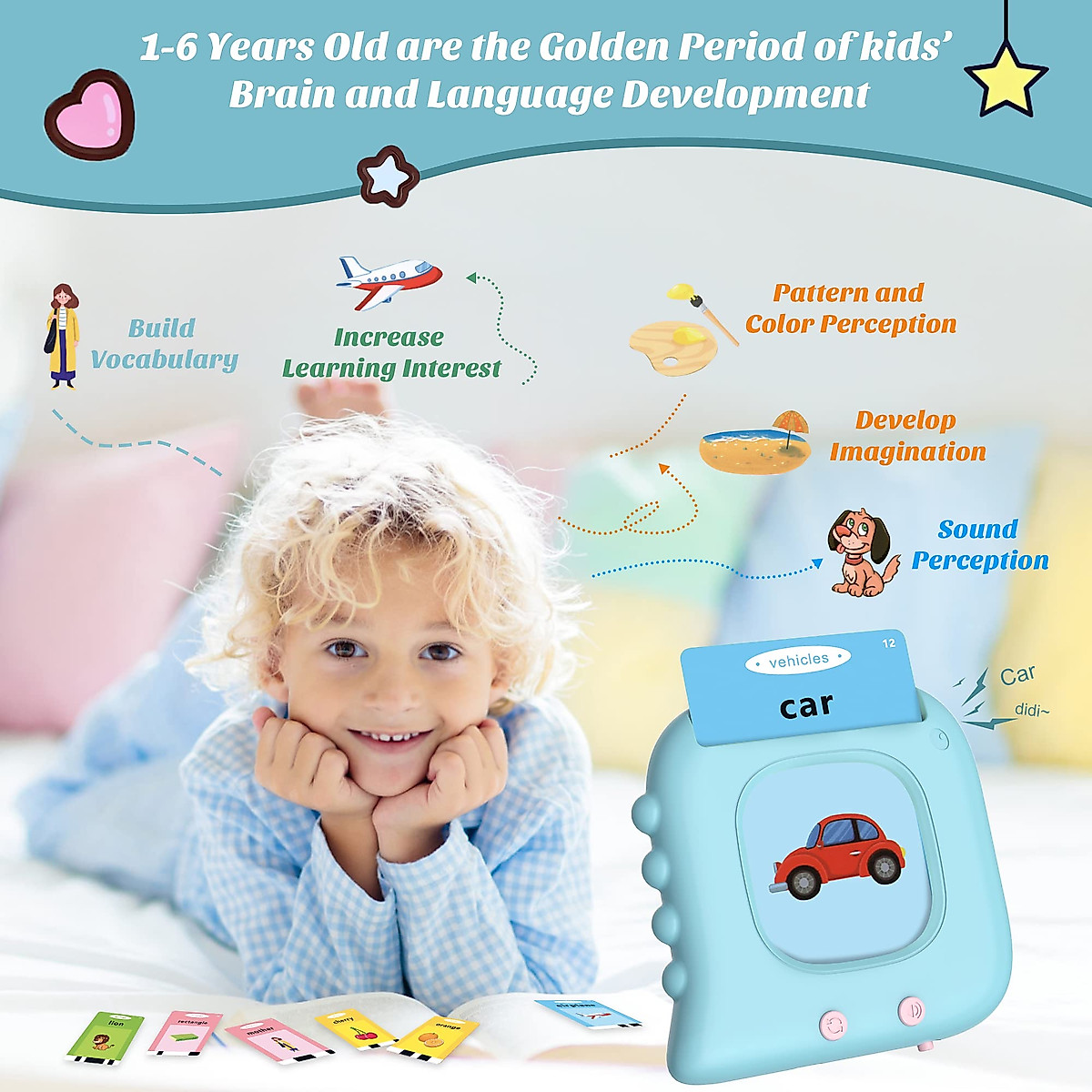 Pocket Speech Therapy Materials Toys for Toddlers 1-6, 510 Sight Words Learning Toy Talking Flash Cards, Autism Sensory Toys, Learning Resource Montessori Preschool Educational Toys, Boy Birthday Gift