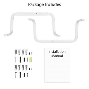 Wall Mounted Adjustable Durable Steel Clothes Rack Set of 2 Drying and Hanging Closet Bar Rail Organizer (White)