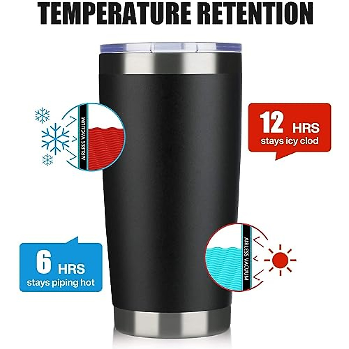 Rambler 20 oz. Stainless Steel Vacuum Insulated Tumbler w/MagSlider Lid there are two layers, Reusable Travel Drinking Mug Cup Hot and Cold Tea Coffee Ice beer for Car Office Desk Home (BLUE)