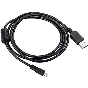 Black USB 2.0 A to 8-Pin Mini B Cable w/ Ferrite - 1.5M / 59 Inches for Nikon CoolPix P90