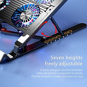 VIELANTRU Laptop Cooling Pad, Laptop Cooler with 4 Quiet Fans with RGB LEDs for Under 17 Inch Notebook Laptop Fan Cooling Pad with Adjustable Height and Type-C Port (Black)