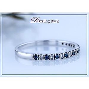 Dazzlingrock Collection Round Alternate Blue Diamond & White Diamond Stackable Anniversary Band for Women in 925 Sterling Silver Size 6.5