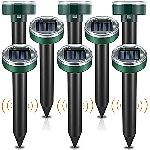 LEOFI Upgrade Solar Mole Repellent Groundhog Repellent for Outdoors Waterproof Sonic Rodent Gopher Deterrent Vole Chaser 7500 Feet Range Get Rid of Burrowing Animals(Green)