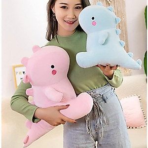 OUKEYI 11.8 inch Cute Dinosaur Plush Toys, Plush Stuffed Animal Dino Hugging Pillow Soft 3D Pom Plush Toy, Birthday Gifts for Kids Girls Boys (pink)