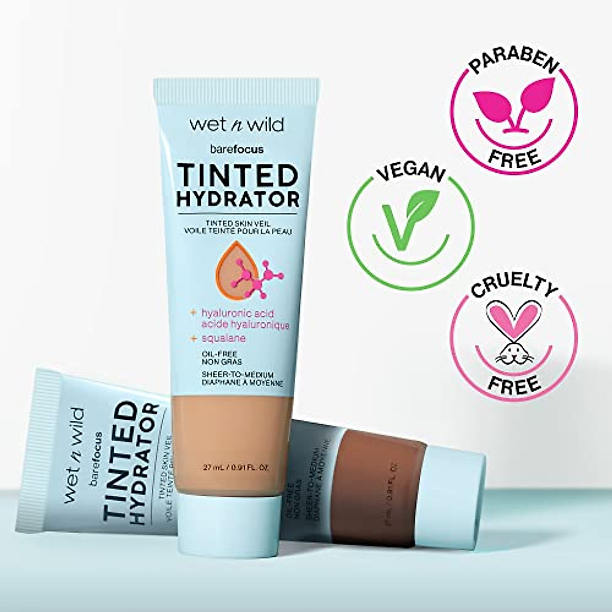 Wet n Wild Bare Focus Tinted Hydrator Matte Finish, Medium Tan, Oil-Free, Moisturizing Makeup | Hyaluronic Acid | Sheer To Medium Coverage