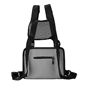 mosstyus Chest Front Bag Reflective Vest Radio Harness Adjustable Chest Rig Bag Pocket Pack Holster for Two Way Radio
