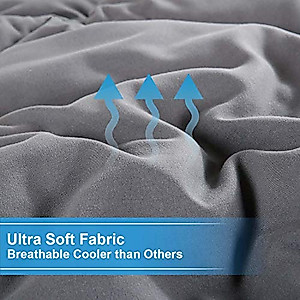 TEKAMON All Season Queen Comforter Winter Warm Summer Soft Quilted Down Alternative Duvet Insert Corner Tabs,Machine Washable Luxury Fluffy Reversible Collection for Hotel,Charcoal Grey