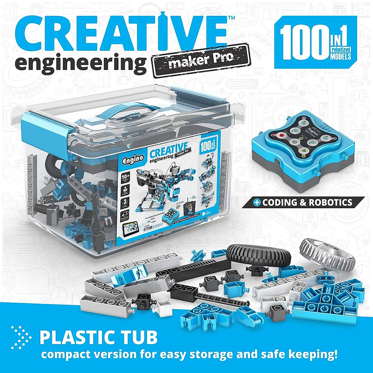 Engino Maker Pro Robotized 100 Models Set, Building Toys for Kids 10+, STEM Robotic Toy, Engineering Kit, Coding STEM Project, Gift for Boys & Girls