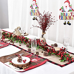 DearHouse 6FT Red Berry Christmas Garland with Pine Cone Garland Artificail Garland Indoor Outdoor Garden Gate Home Decoration for Holiday Winter New Year Decor