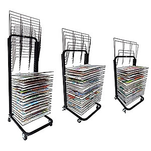 Wire Art Drying Rack Flexible Shelves Mobile Cart A3 Paper Painting Drying Shelf Children's Artwork Canvas Storage Art Rack with Wheels, Ideal for Classroom, Art Studio and Home Use (Size : 35 Layer