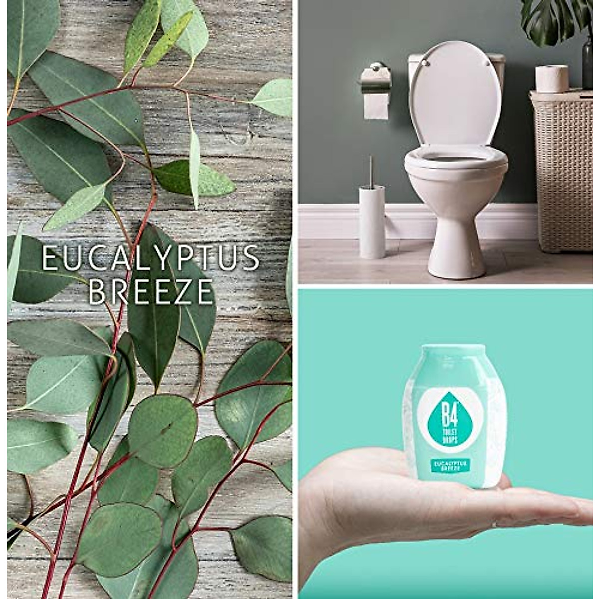 B4 Toilet Drops Toilet and Bathroom Deodorizer Drops, 2 Ounce Bottle (Eucalyptus Breeze)