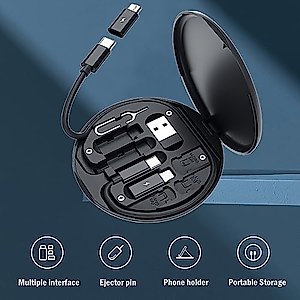 Yesimla USB C Adapter OTG Cable Kit, Multi Charging Cable Case Convertor USB C to iOS Device/Type C/Micro/USB A Adapter, Data Transfer Contains Card Slot for Traveling, Use as Phone Holder (Black)