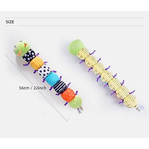 Baby Toys 6 to 12 Months, Musical Caterpillar Infant Toys, Infant Toys Stuffed Animal Toys with Ruler Design and Ring Bell, Crinkle, Rattle, Tummy time Toys for Newborn Boys Girls 0 3 6 9 12 Months