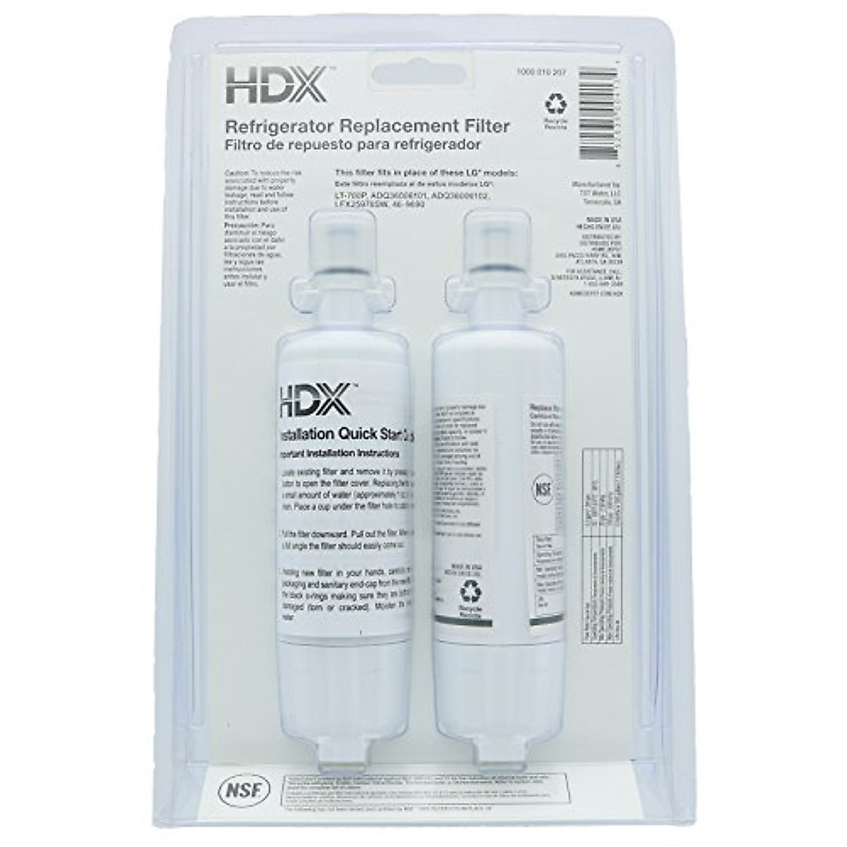 HDX FML-3 Replacement Water Filter / Purifier for LG Refrigerators (2 Pack)