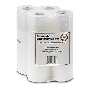 SimpleHouseware Vacuum Sealer Bags 8'' x 25' Sous Vide Bag Roll, 4-Pack