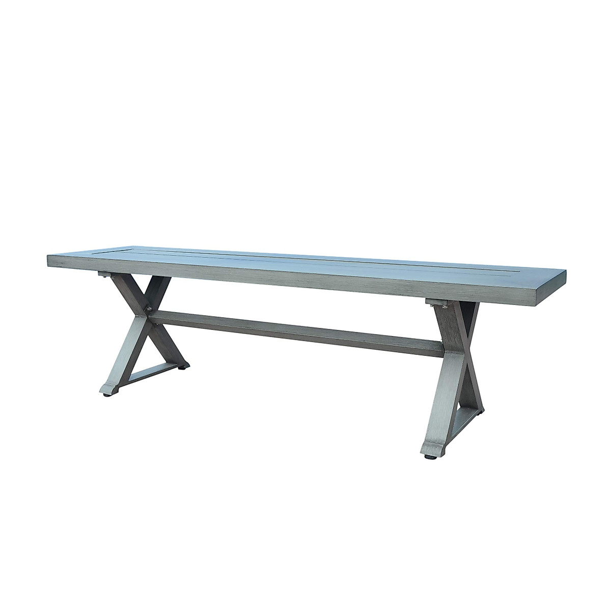 GDFStudio Modern Outdoor Aluminum Dining Bench, Dark Gray