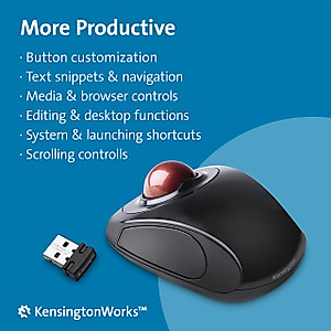 Kensington Orbit Wireless Trackball Mouse with Touch Scroll Ring (K72352US),Black