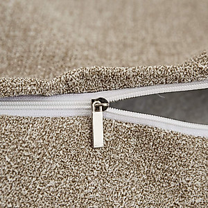 MERNETTE Pack of 2, Thick Chenille Decorative Square Throw Pillow Cover Cushion Covers Pillowcase, Home Decor Decorations for Sofa Couch Bed Chair 18x18 Inch/45x45 cm (Light Brown)