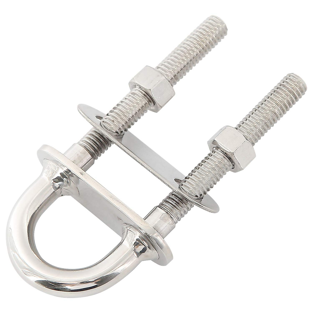 NovelBee 2-Pack 3/8" Stock Stainless Steel Stern Bow Eye U Bolt with Welding Plate,Washer and Hex Nuts (Overall Length:4-1/2")